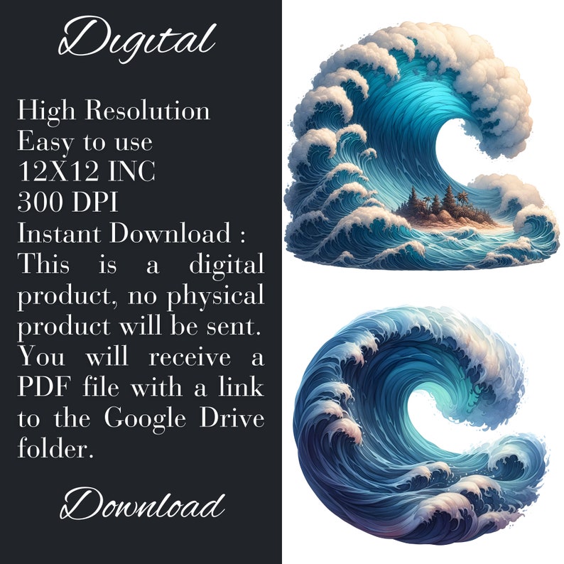 Watercolor Wave Clipart Set 300 DPI, High-resolution, Transparent ...