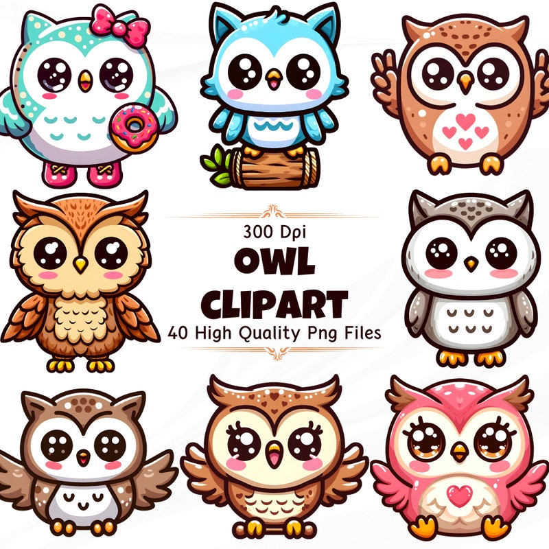 Cute Owls Clipart - Etsy