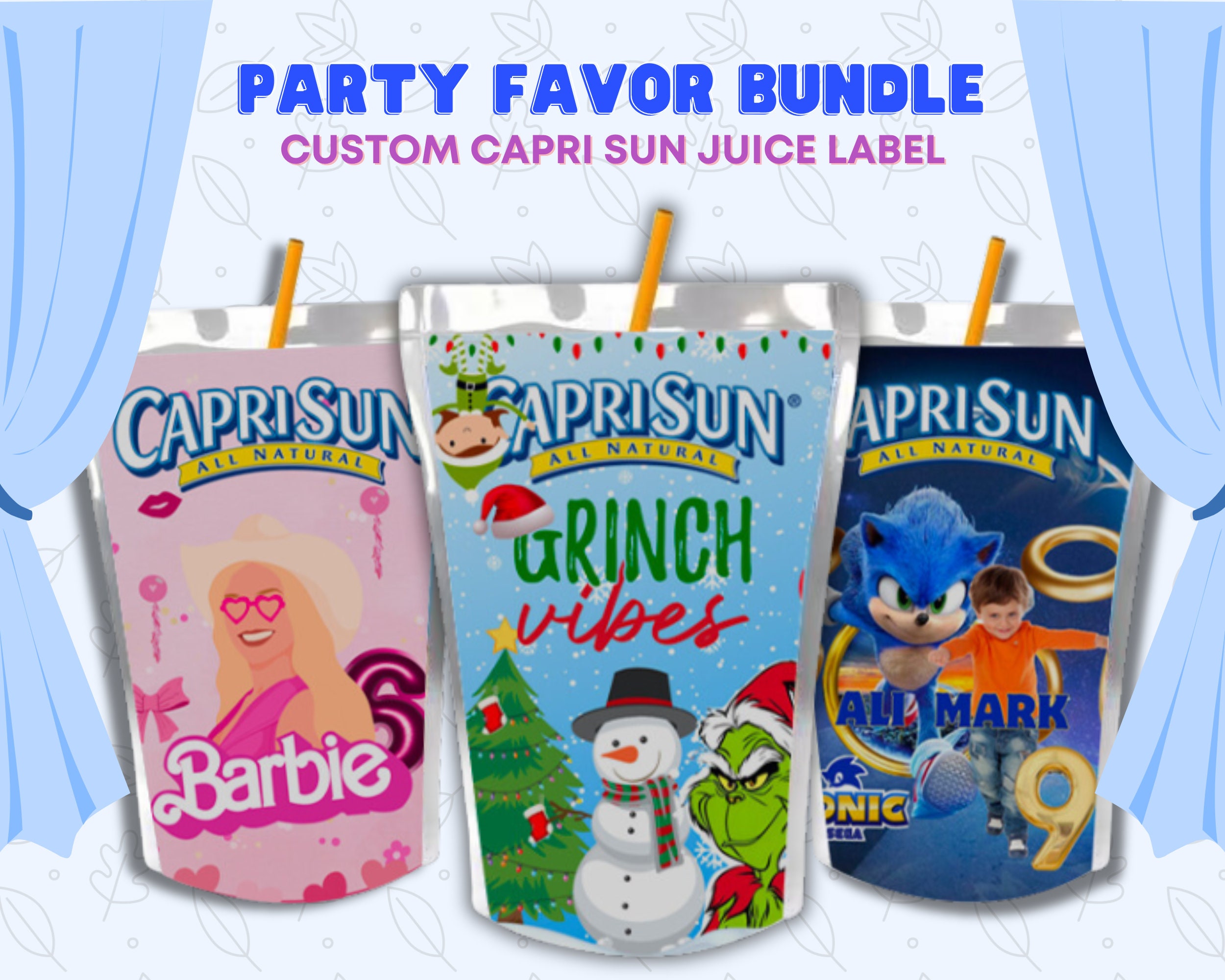 Custom Capri Sun Juice Pouch Label Birthday Party Favor Wrapper ...