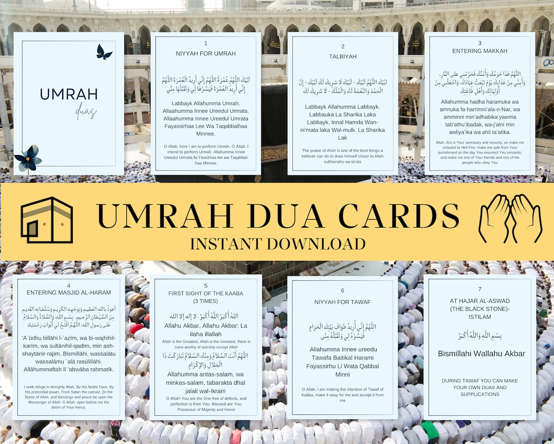 Umrah Duas Cards Printable Umrah Guide Book Umrah Dua Digital Duas for ...