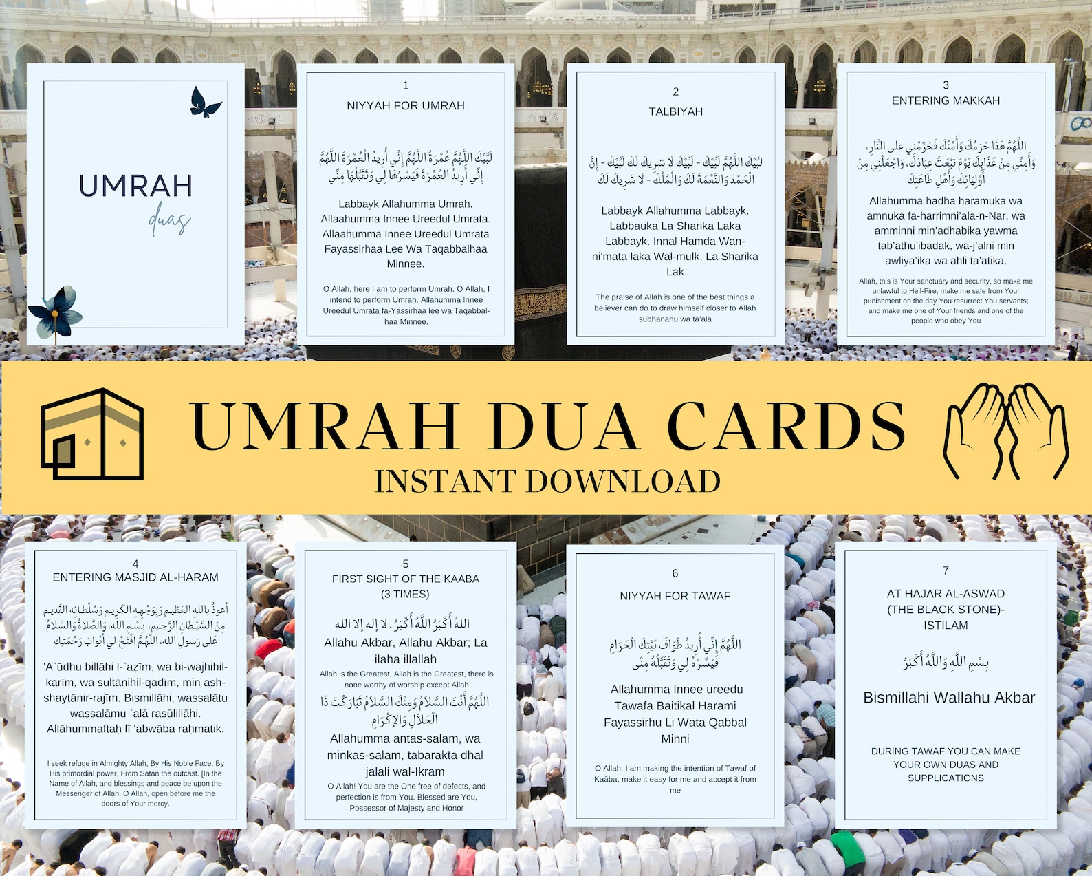 Umrah Duas Cards Printable Umrah Guide Book Umrah Dua Digital Duas for ...