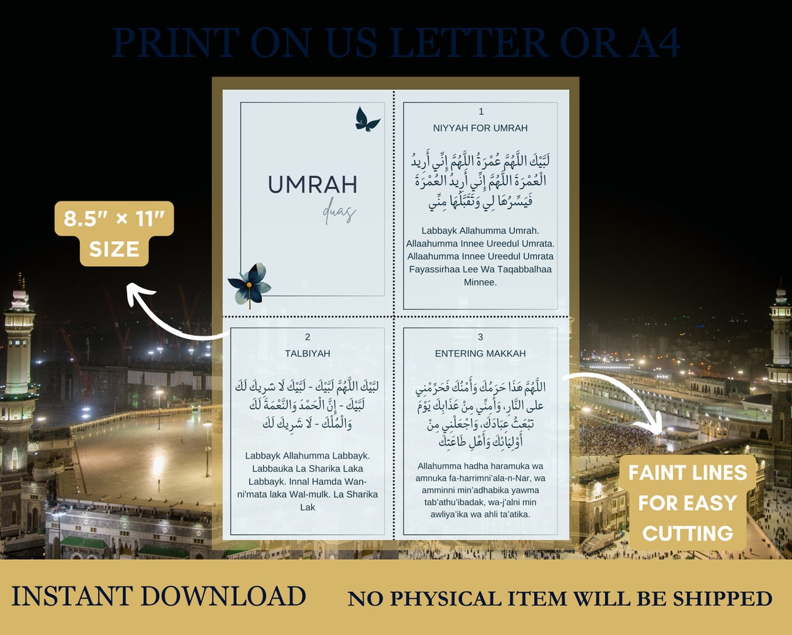Umrah Duas Cards Printable Umrah Guide Book Umrah Dua Digital Duas for ...