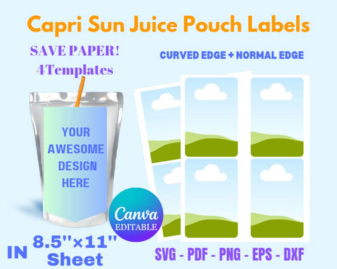 Custom Capri Sun Juice Pouch Label Birthday Party Favor Wrapper ...