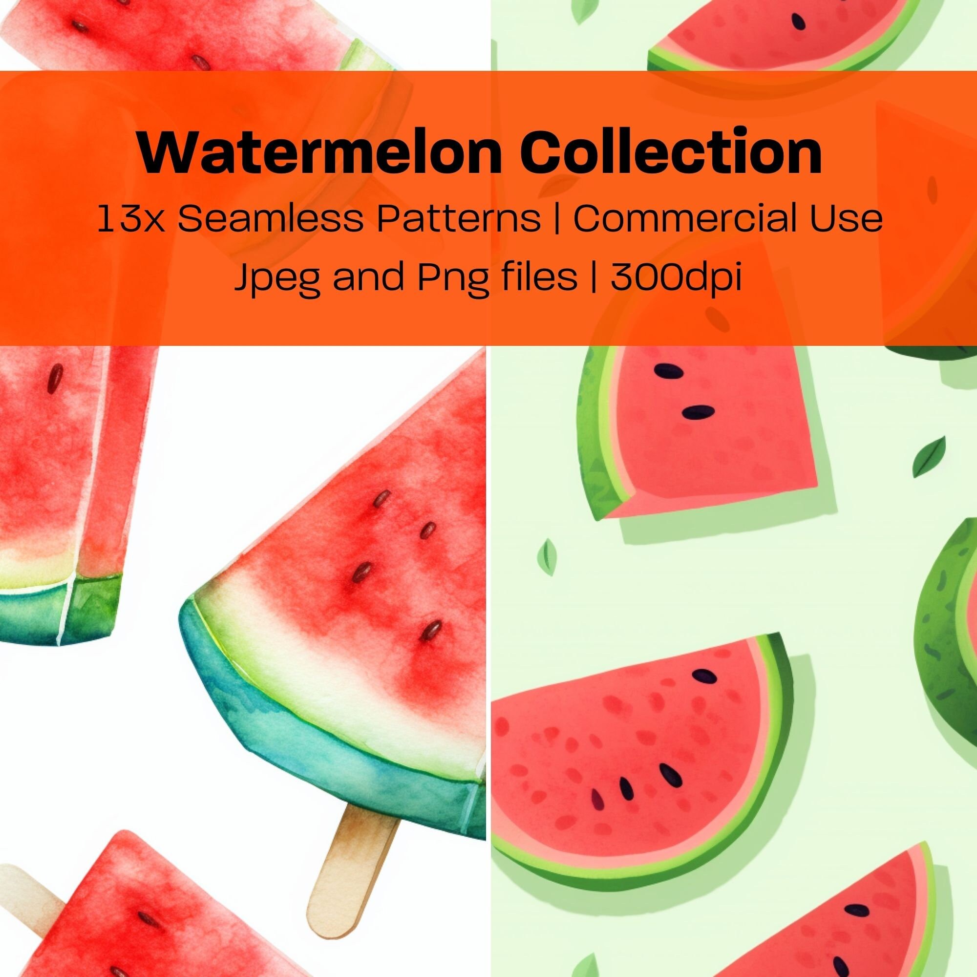 Watermelon Digital Paper Printable Watermelon Pattern Red and Green ...