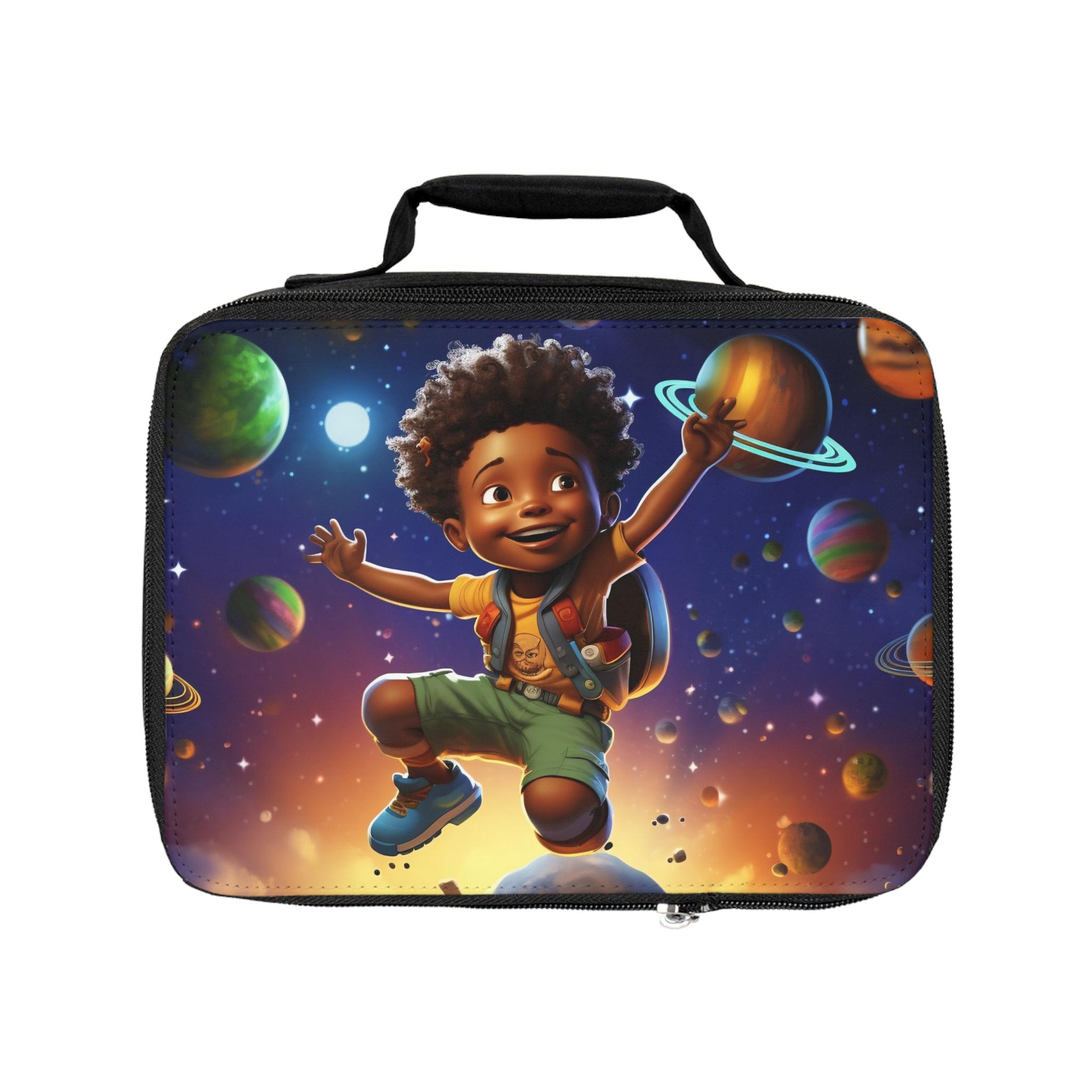 Black Boy Space Adventure Lunchbox - African American - Back to School ...