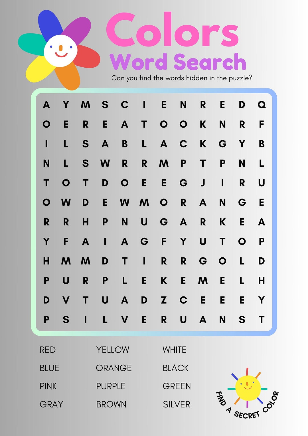 Colour Word Search Game in Style With Our Customizable Templates ...
