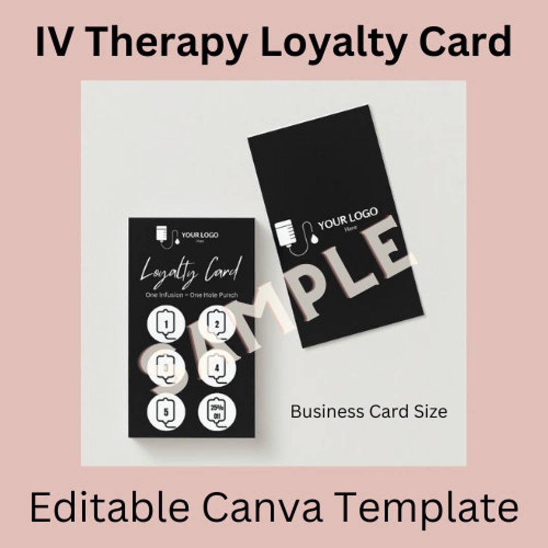 IV Therapy Loyalty Card - Canva Template - Etsy