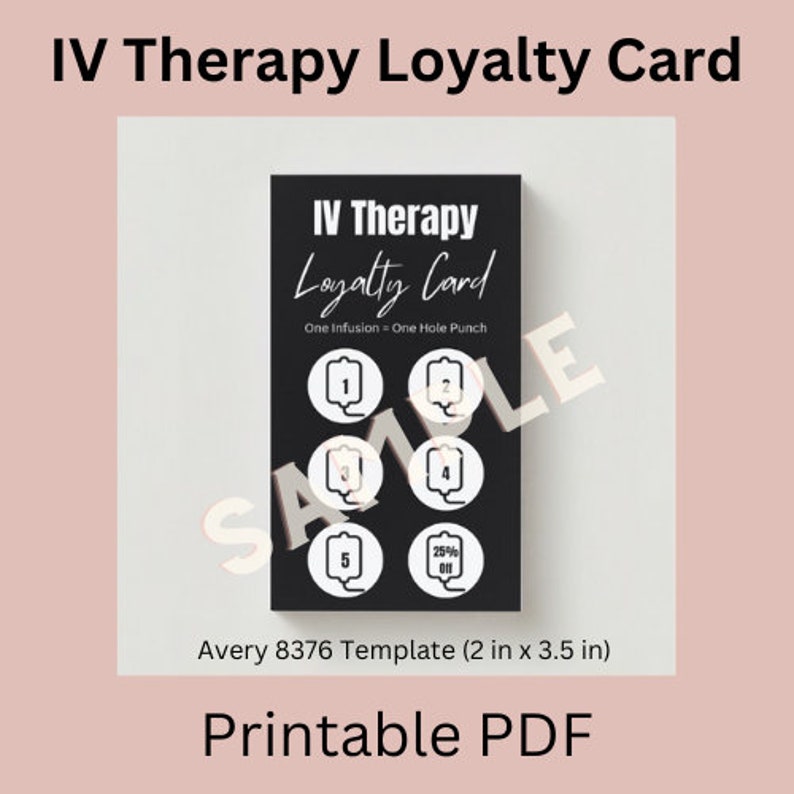 IV Therapy Loyalty Card - PDF/PNG Instant Download - Etsy