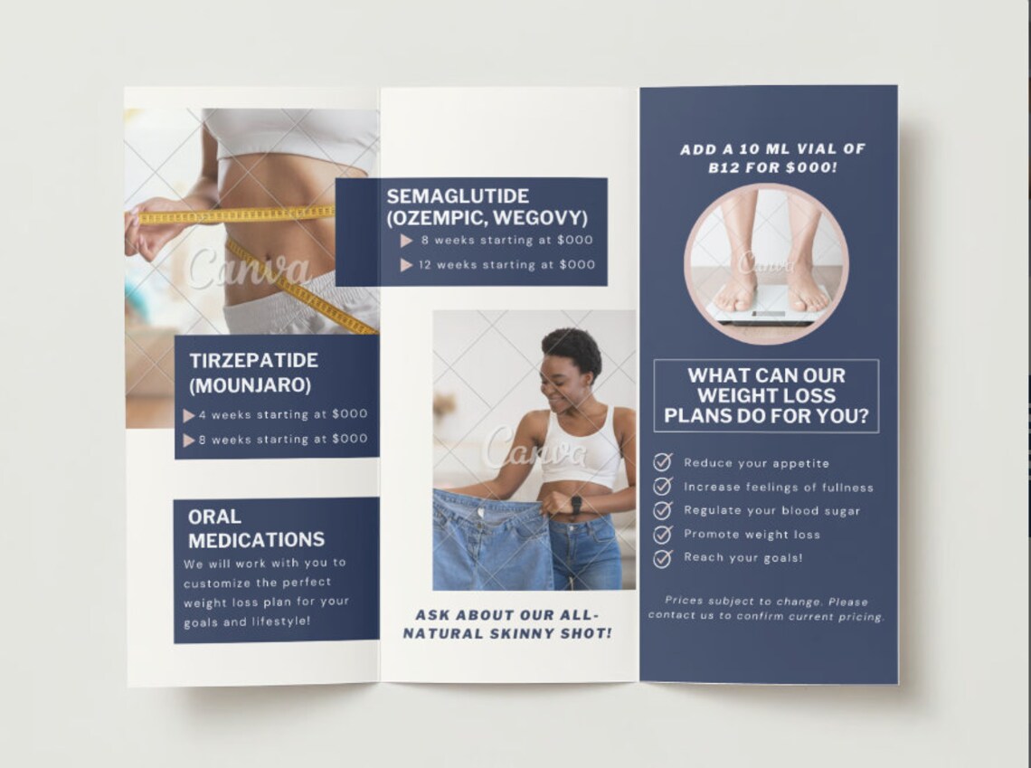 Weight Loss Brochure- Editable Canva Template - Etsy