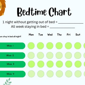 Printable Kid's Bedtime Chart - Etsy