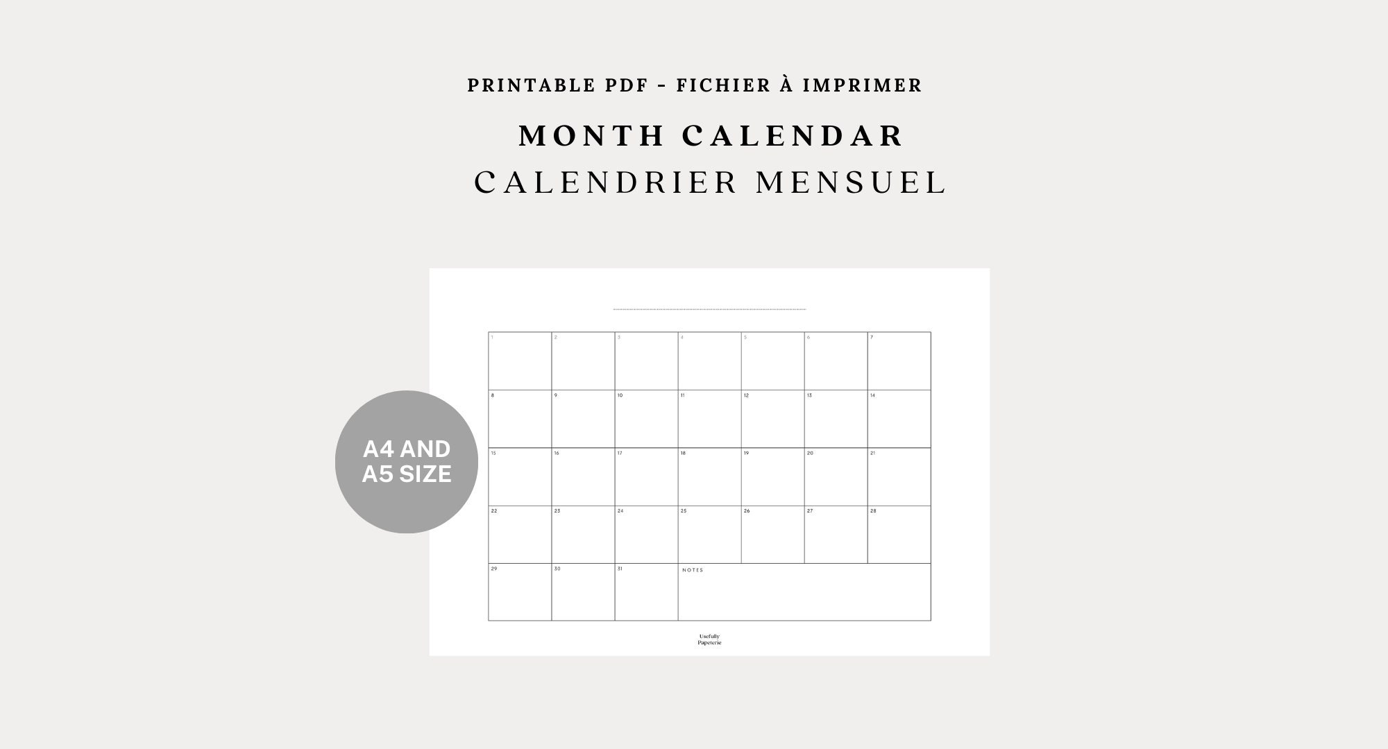 Monthly Calendar, A4 and A5 to Print, Digital Calendar, Month Calendar ...