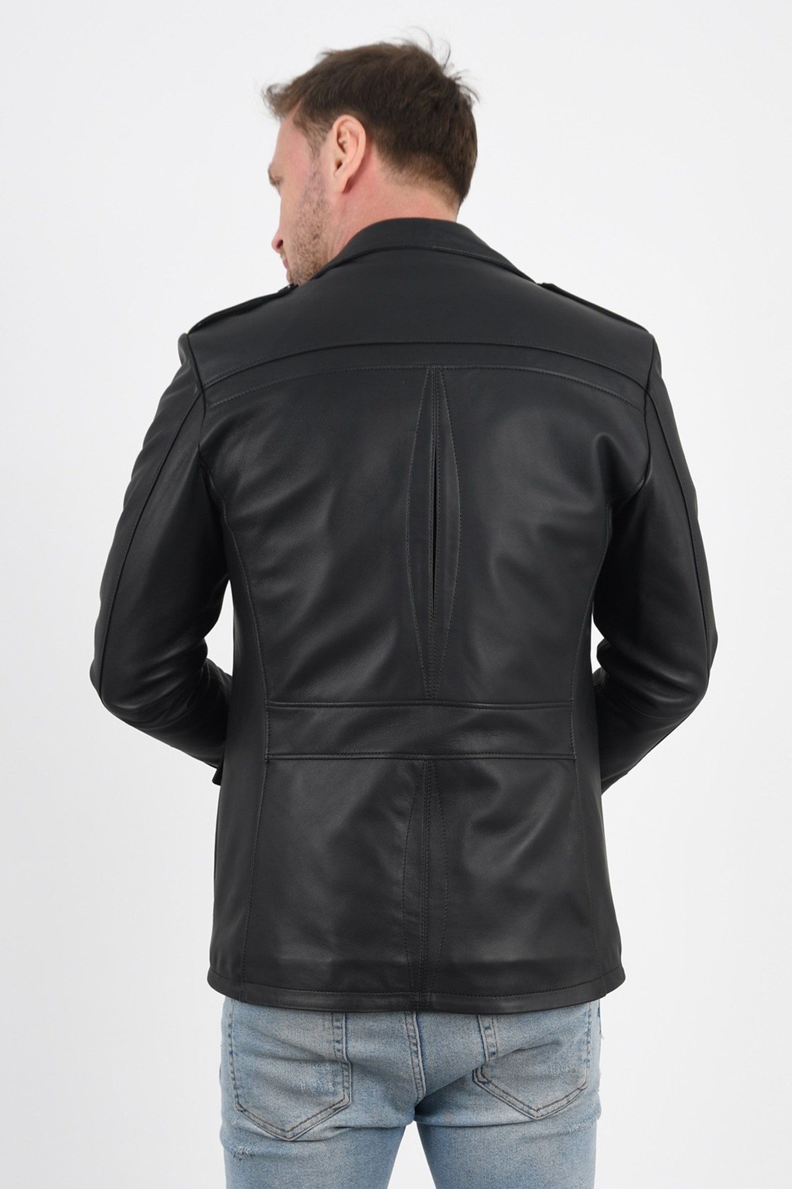 Alin Harrison Safari Leather Jacket Men's, Leather Jacket for Men, Mens Lamb Leather Jacket Coat ...