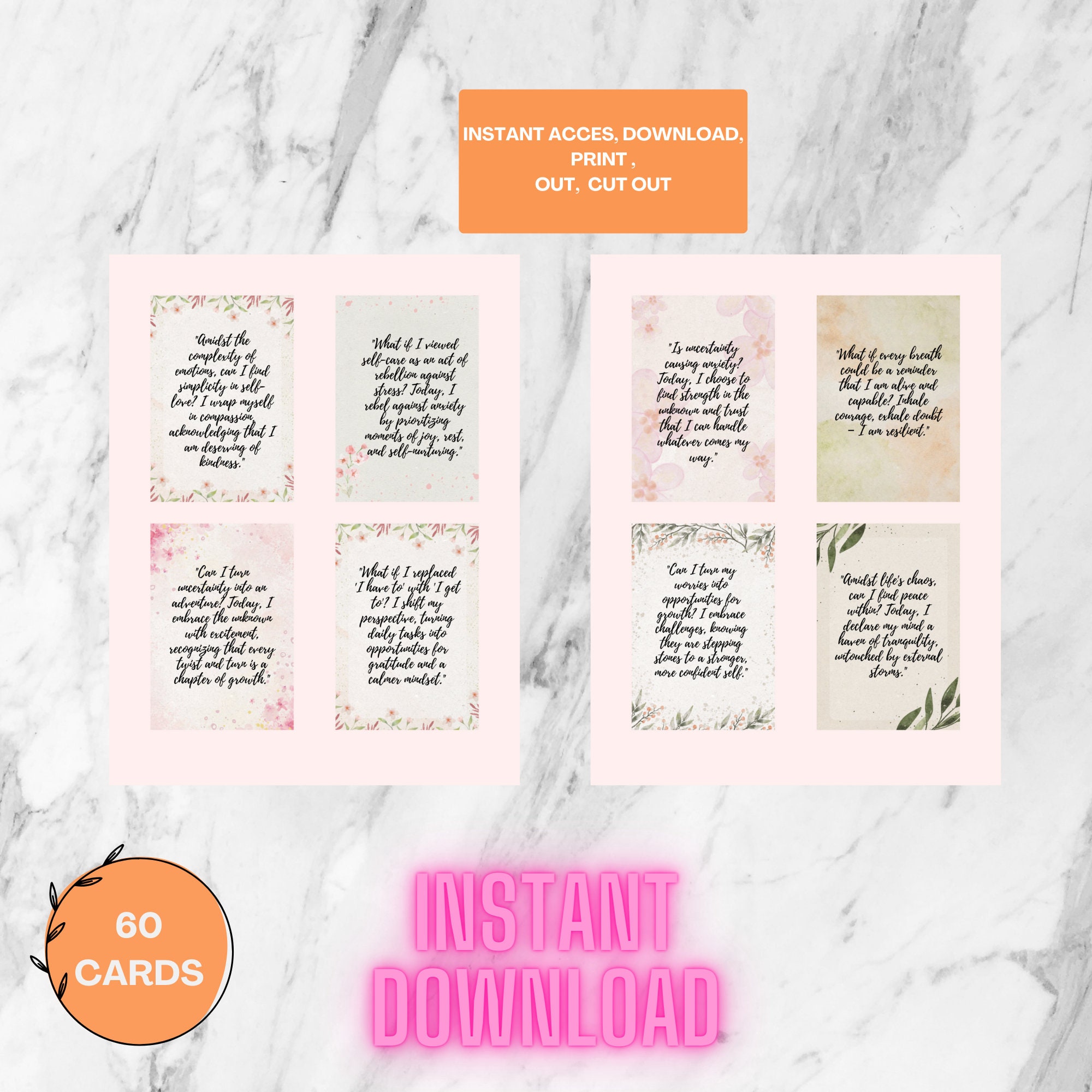 Anxiety Affirmation Cards Printable Anxiety Cards Self - Etsy