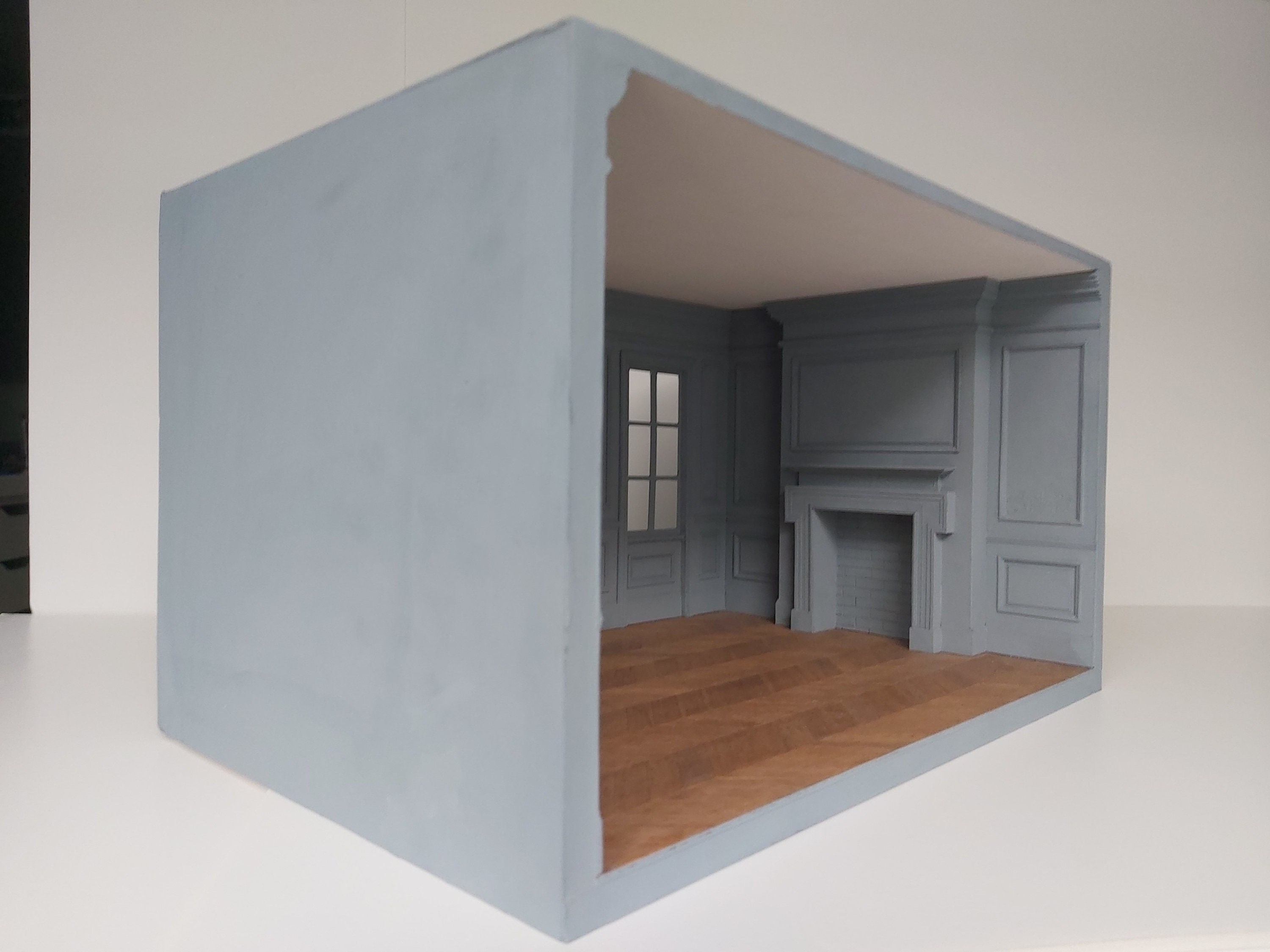 Handmade Custom Dollhouse Room Box 1:12 With Fireplace and Parquet ...