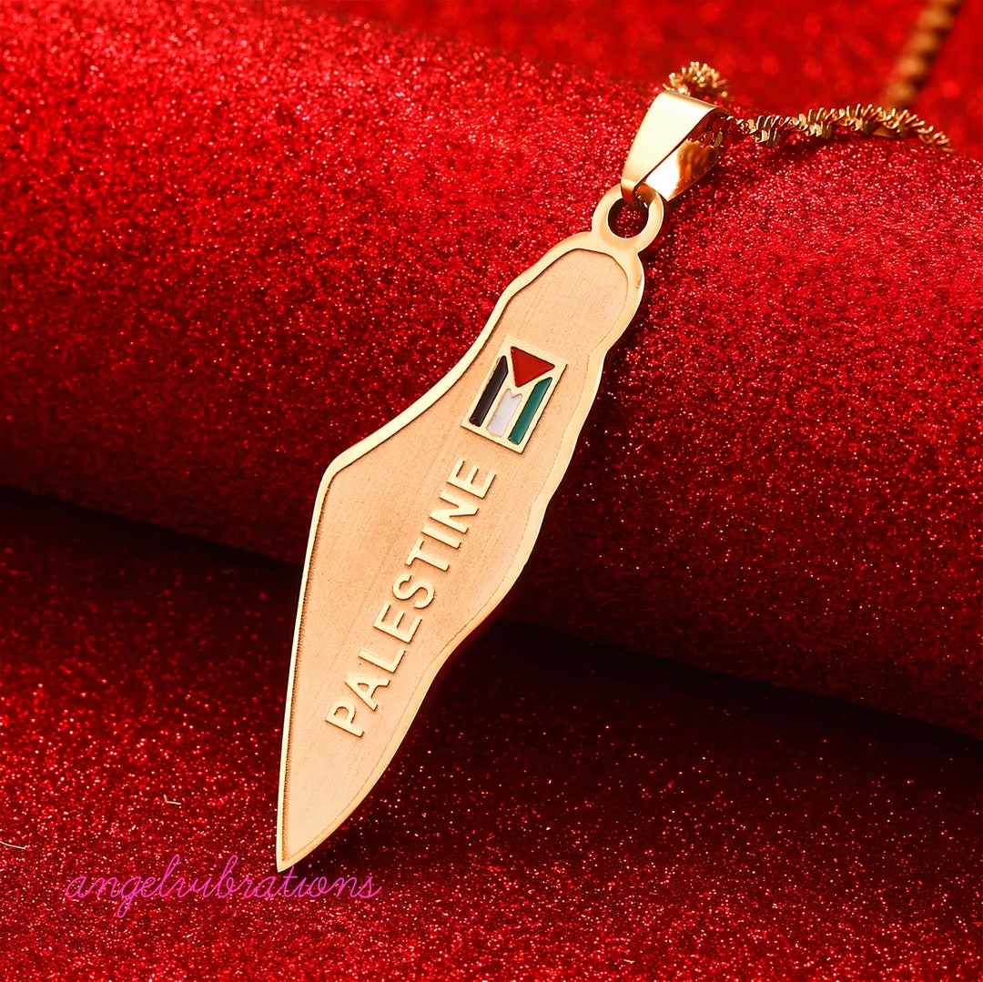 Palestine Necklace Pendant Gold Plated Palestine Necklace - Etsy