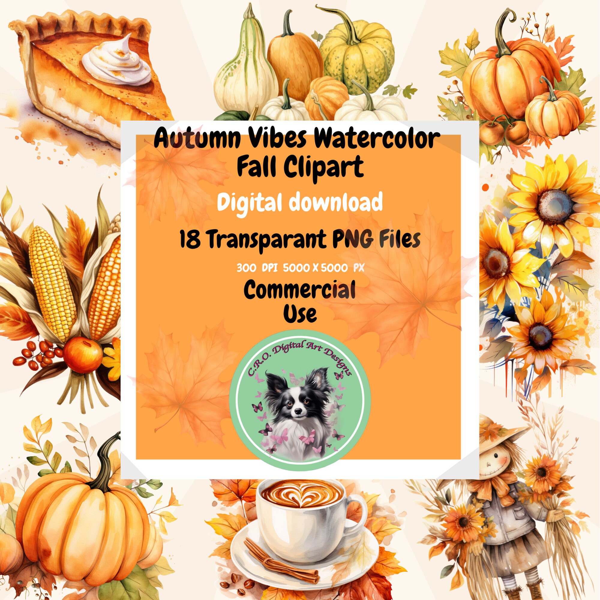 Cozy and Cute Fall Inspired Clipart PNG Set, 18 Fall Clipart ...