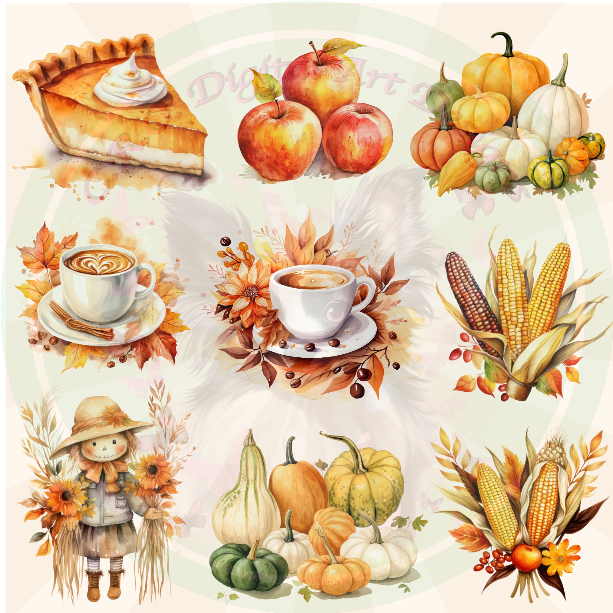 Cozy and Cute Fall Inspired Clipart PNG Set, 18 Fall Clipart ...