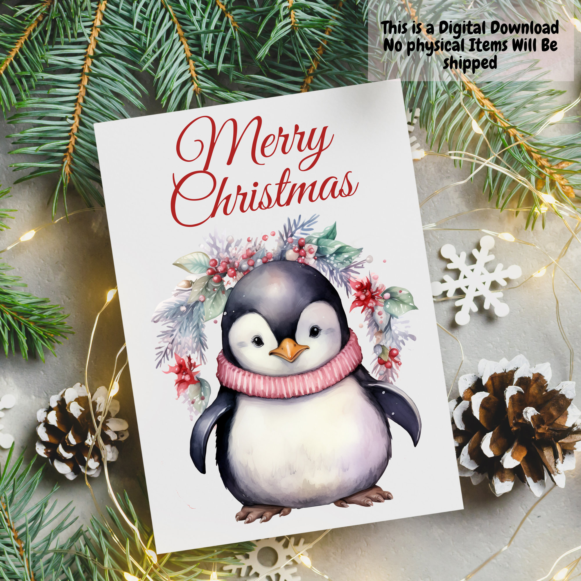 Cute Christmas Penguin Clipart PNG Set, 16 Transparent Clipart, Winter ...