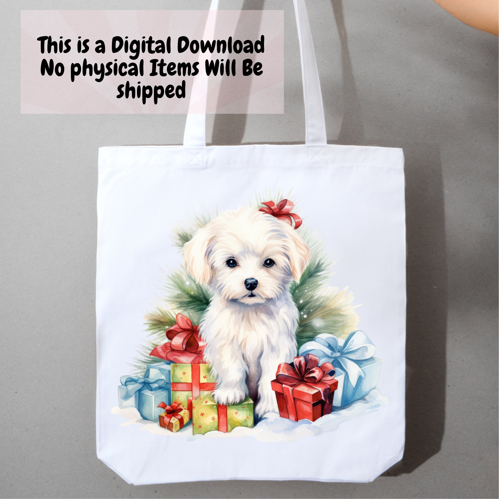 Cute Christmas Maltese Puppy Watercolor Clipart PNG Set, 28 Holiday ...