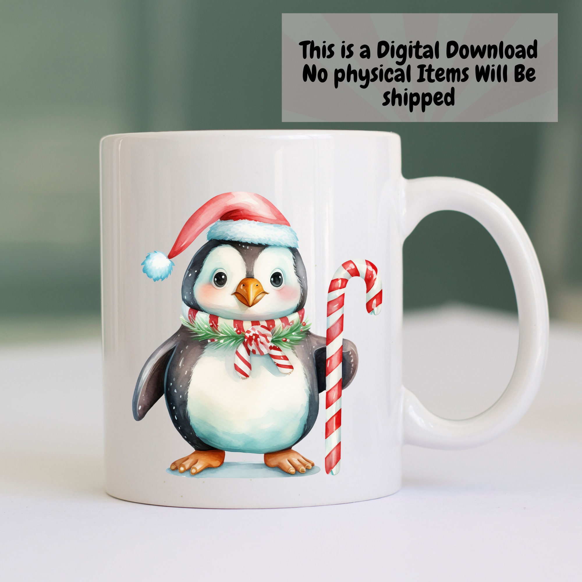 Cute Christmas Penguin Clipart PNG Set, 16 Transparent Clipart, Winter ...