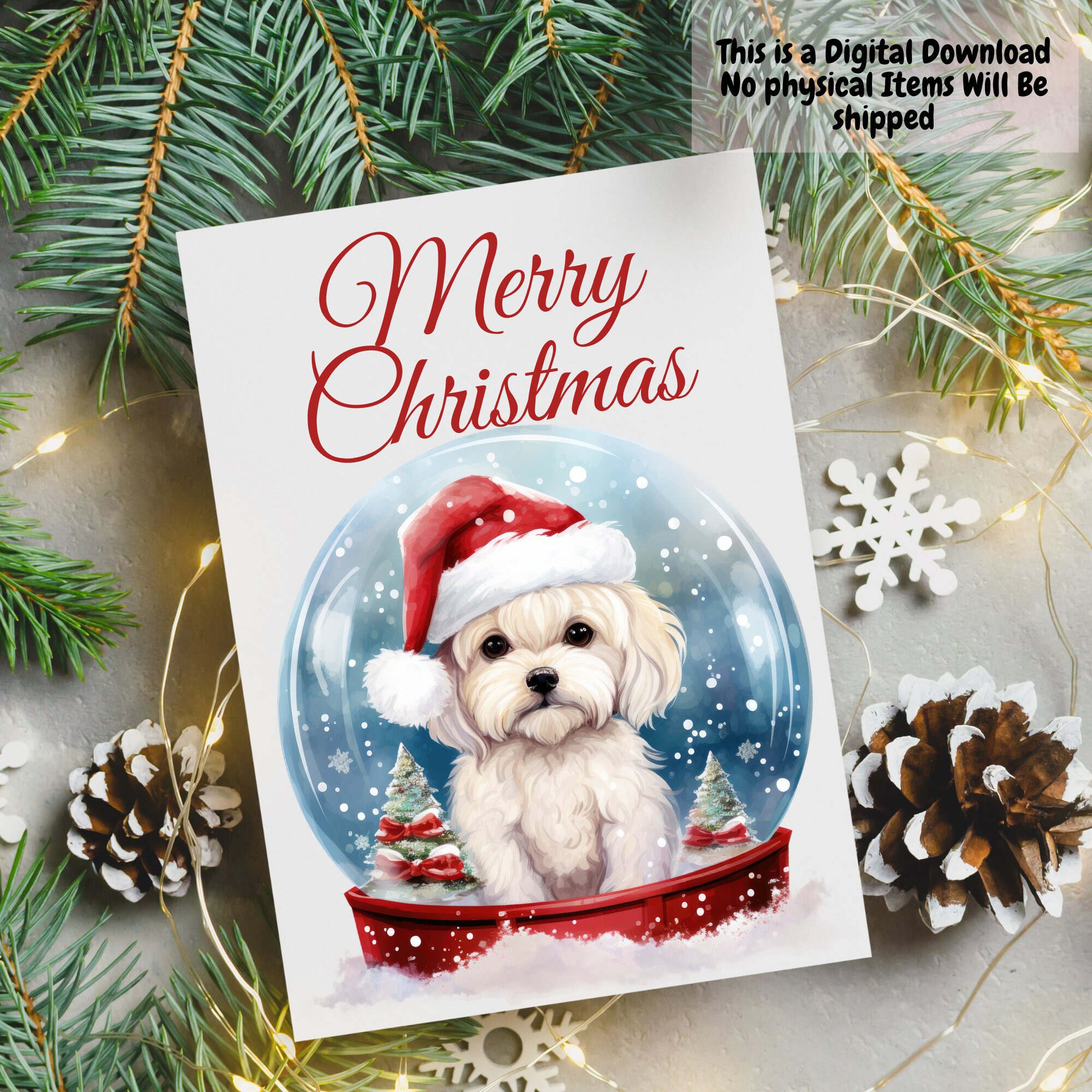 Cute Christmas Maltese Puppy Watercolor Clipart PNG Set, 28 Holiday ...