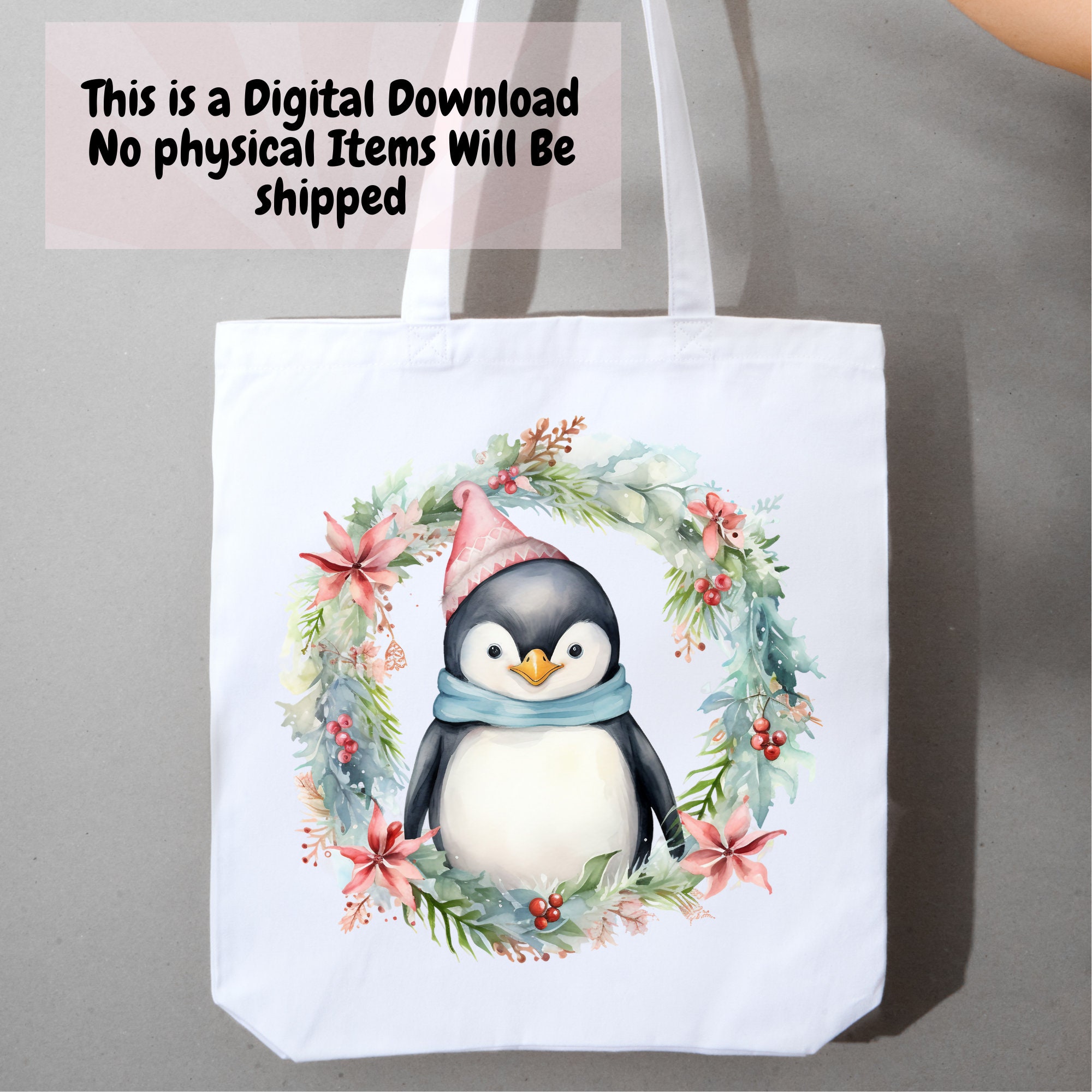 Cute Christmas Penguin Clipart PNG Set, 16 Transparent Clipart, Winter ...