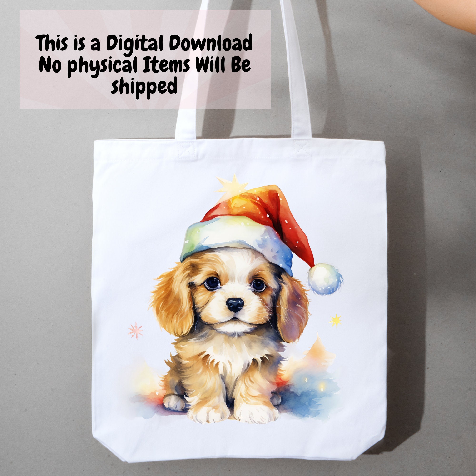 Cute Santa Puppy Christmas Clipart PNG Set, 24 Holiday Winter Clipart ...