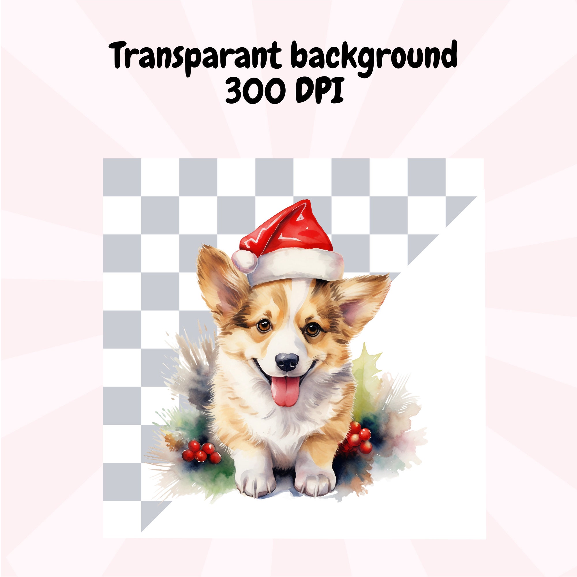Cute Santa Puppy Christmas Clipart PNG Set, 24 Holiday Winter Clipart ...