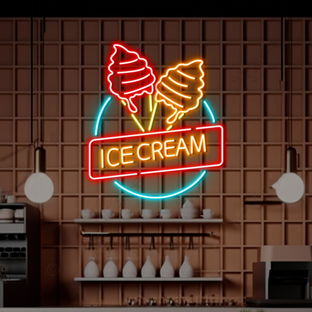 Ice Cream Logo Neon Sign Custom Logo Neon Ice Cream Store - Etsy