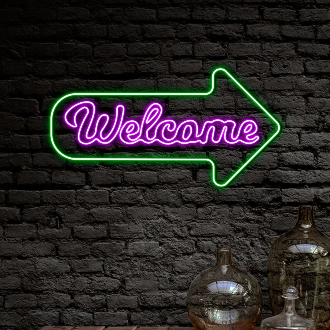 Directional Welcome Neon Sign Directional Welcome Led Sign - Etsy
