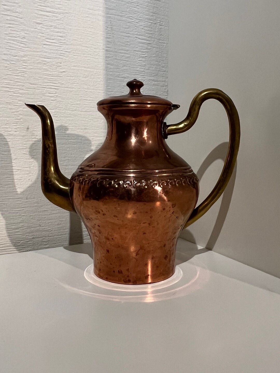 Antique Copper Kettle Coffee Pot / 19th Century Copper Pot With Brass ...