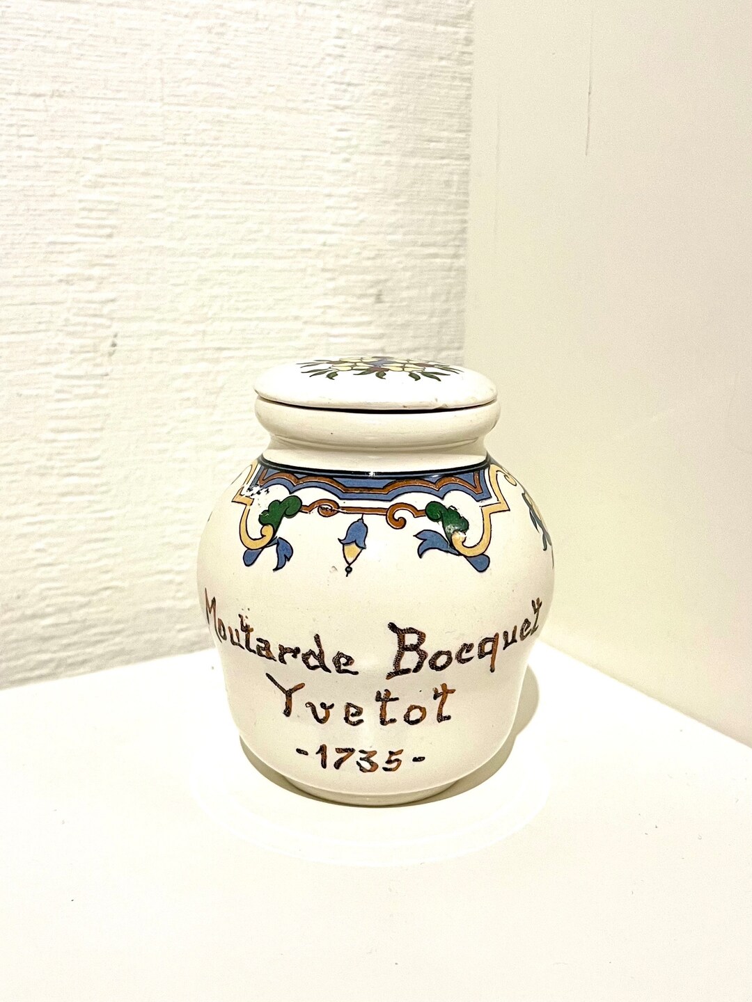 Vintage DIGOIN & SARREGUEMINES Mustard Jar With Lid and Slot for Spoon ...