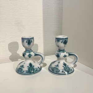 Vintage Pair of Royal Delft De Porceleyne Fles Delvert Green and White ...