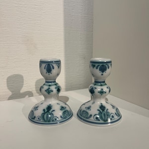 Vintage Pair of Royal Delft De Porceleyne Fles Delvert Green and White ...