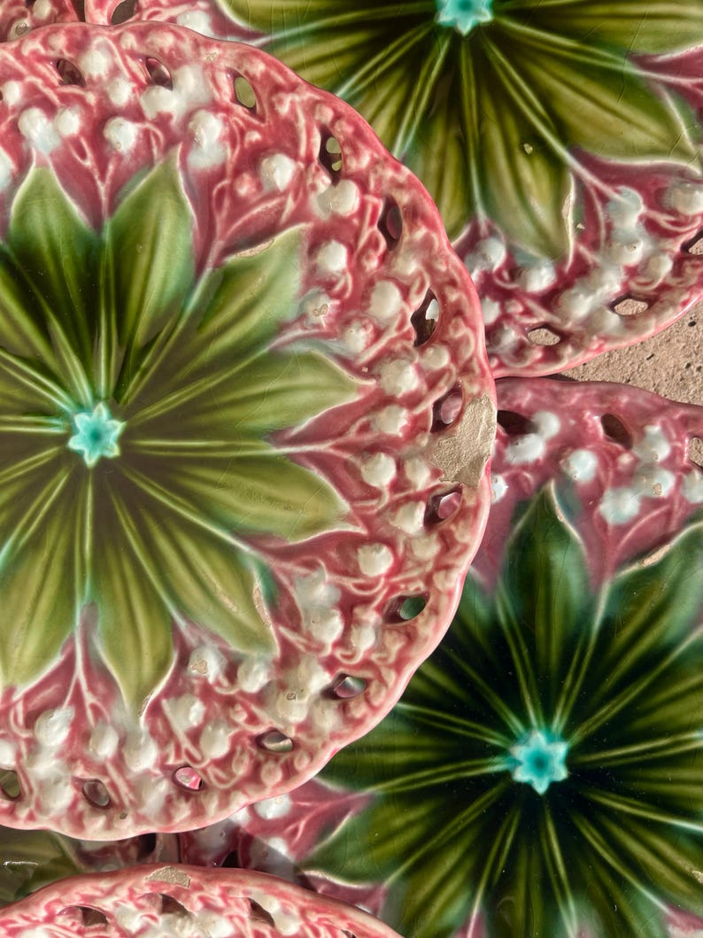 Vintage Schramberg Majolica Lily of the Valley Plates, Set of 10 - Etsy