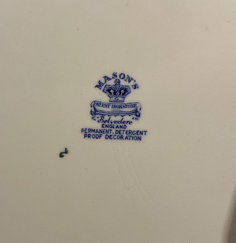 Vintage Mason's Pattern Ironstone "belvedere" Platter in Blue Floral ...