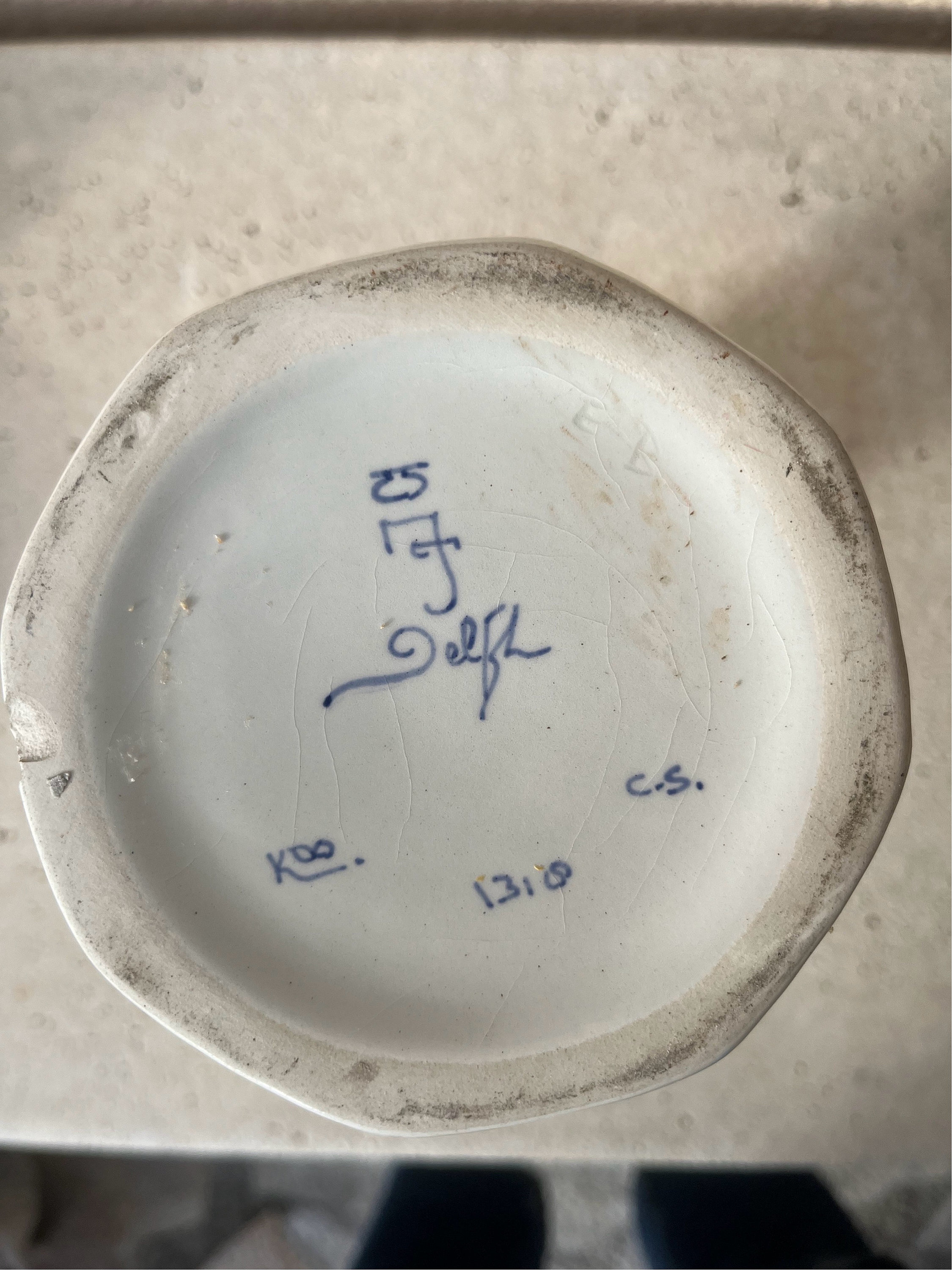 Dutch Blue & White Royal Delft Hand Painted Beaker Vase - 1952 Moulded ...
