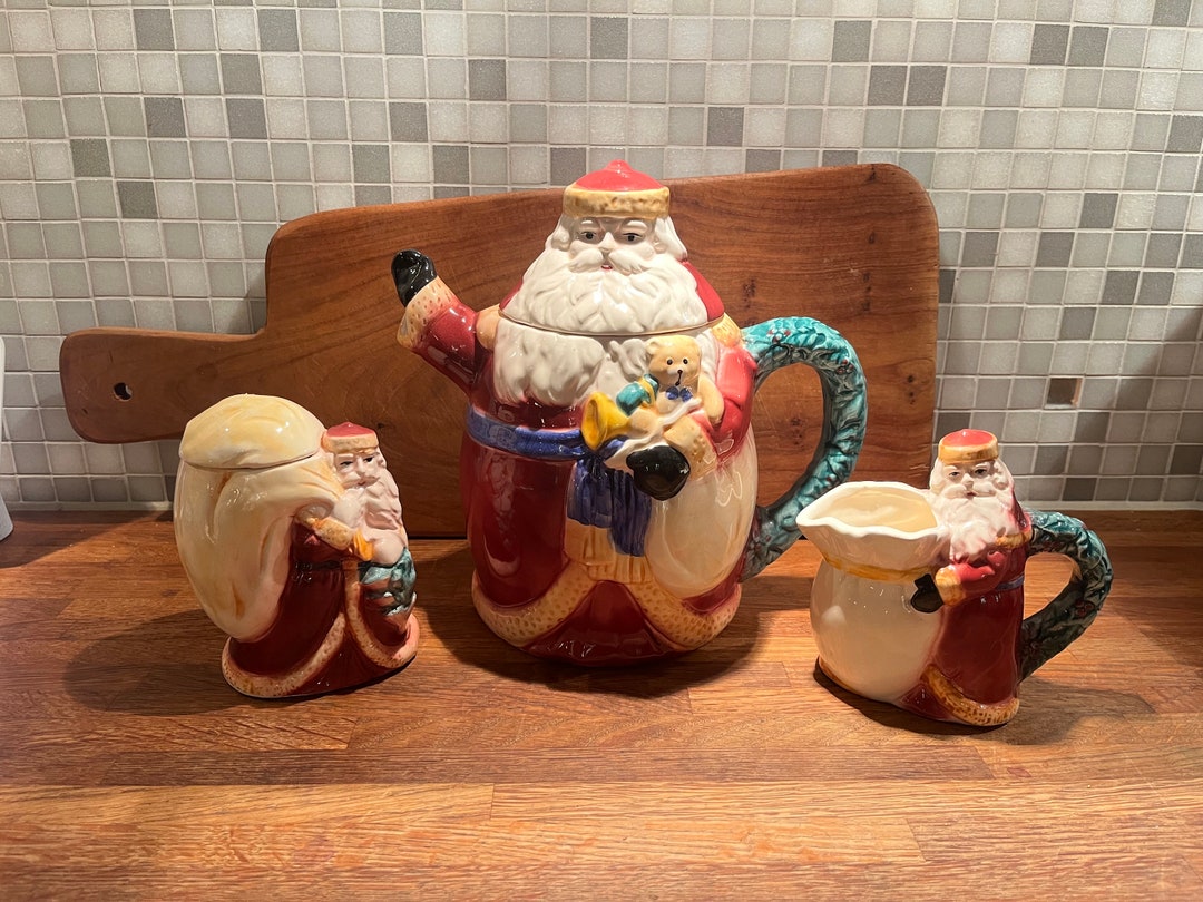 Santa Claus Father Christmas Saint Nicholas Tea Pot With Creamer and ...