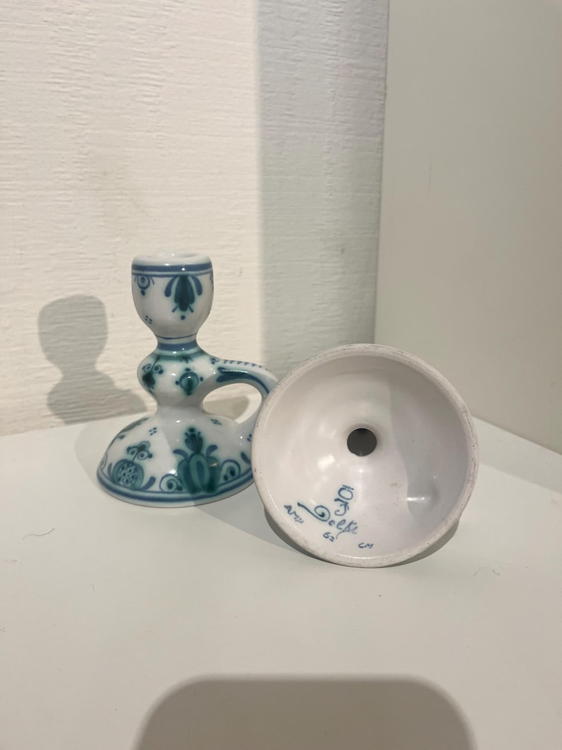 Vintage Pair of Royal Delft De Porceleyne Fles Delvert Green and White ...
