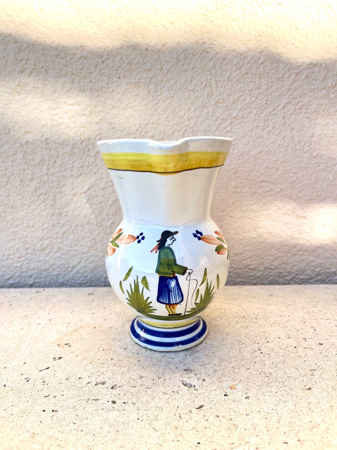 Henriot Quimper French Vintage Earthenware Hand Painted Jug Pitcher ...