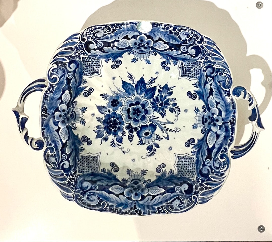 Delft Blauw Decorative Deep Plate Serving Plate With Handles. Rare Model in Square Shape. Large ...