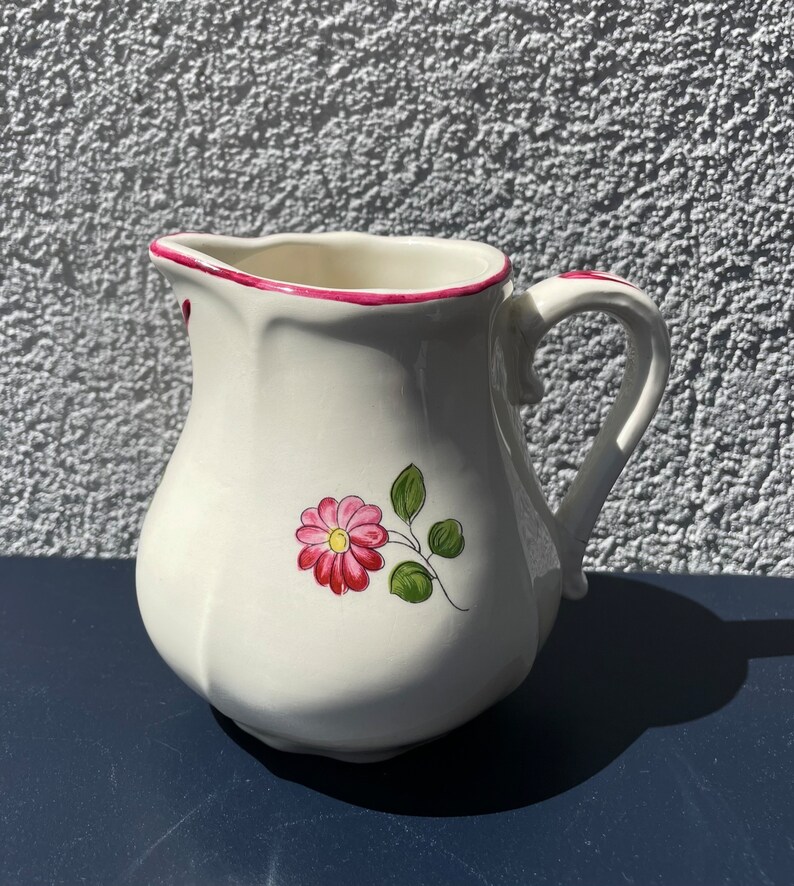 Small Old French Milk, Creamer Pot, Jug. Earthenware. Vieux Saint Amand ...