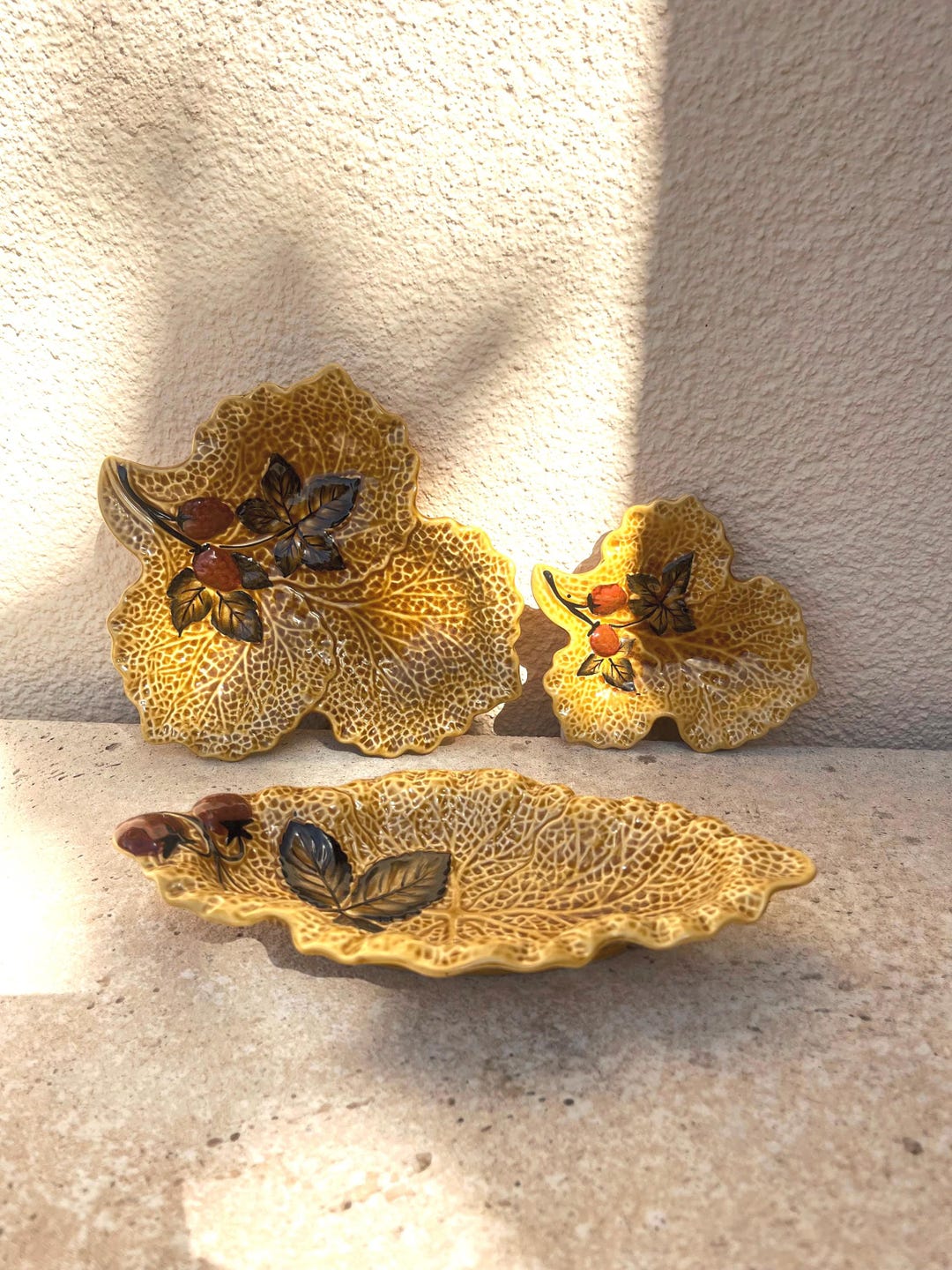 Vintage Crown Devon Barbotine Plates: 1960s Autumn Decor, Made in ...