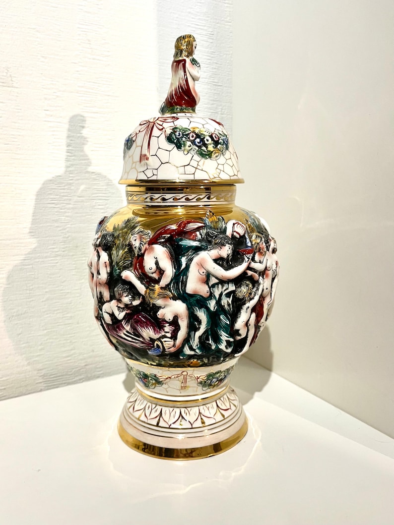 Rare XL Antique Capodimonte Porcelain Lidded Urn, Tall Baroque ...