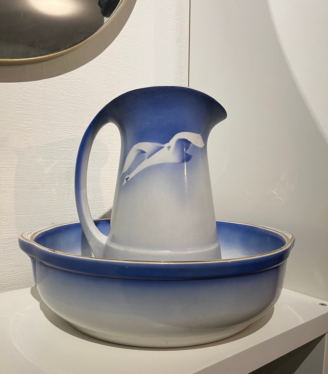 Nineteenth Century Toilet Pitcher Basin Antique Old Swedish Washing Jug ...