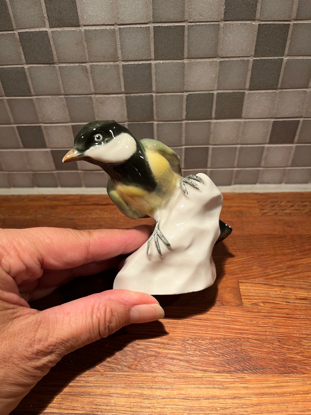 Vintage Dresden Porcelain Great Tit Figurine, Hand-painted Volkstedt ...