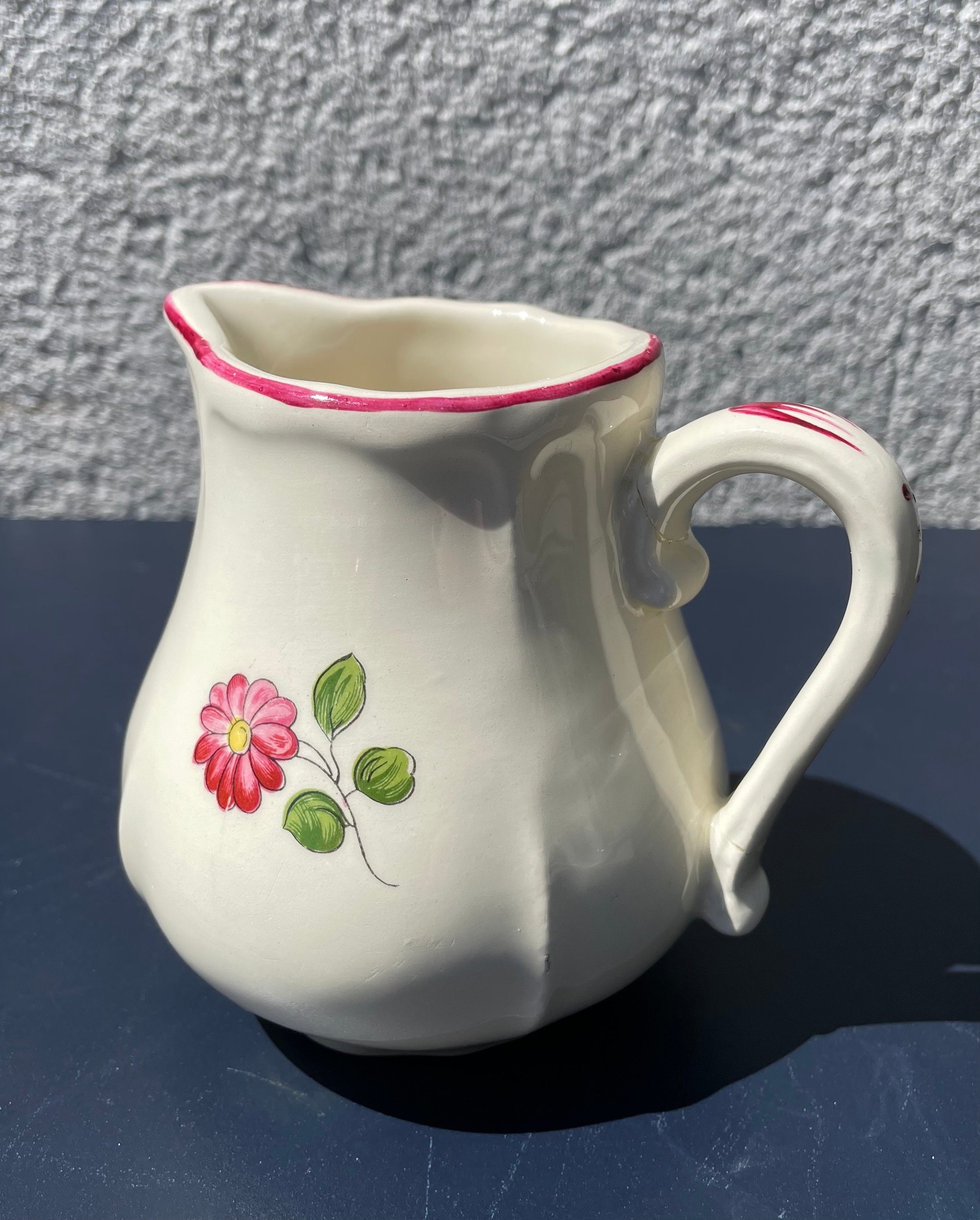 Small Old French Milk, Creamer Pot, Jug. Earthenware. Vieux Saint Amand ...