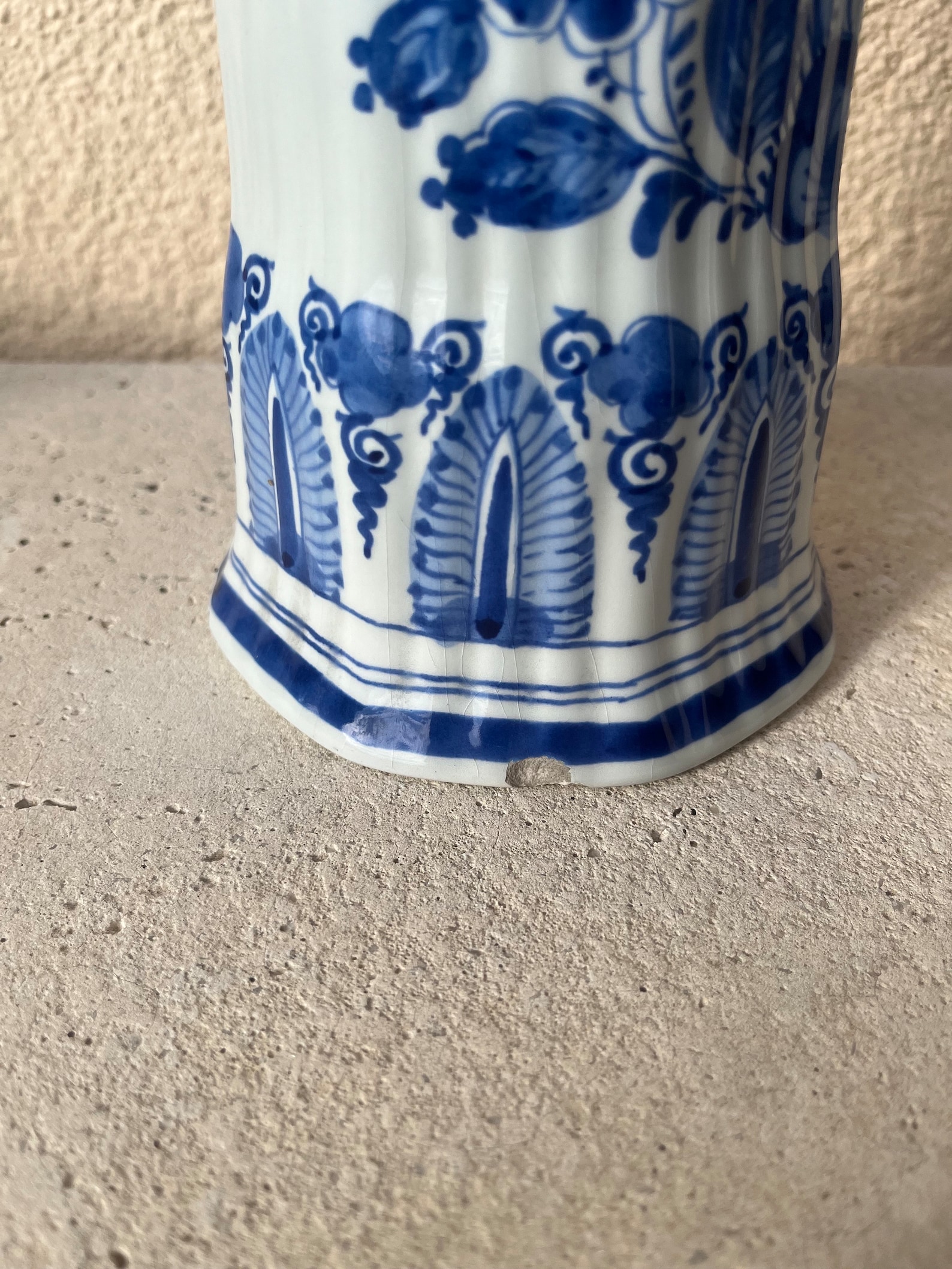 Dutch Blue & White Royal Delft Hand Painted Beaker Vase - 1952 Moulded ...