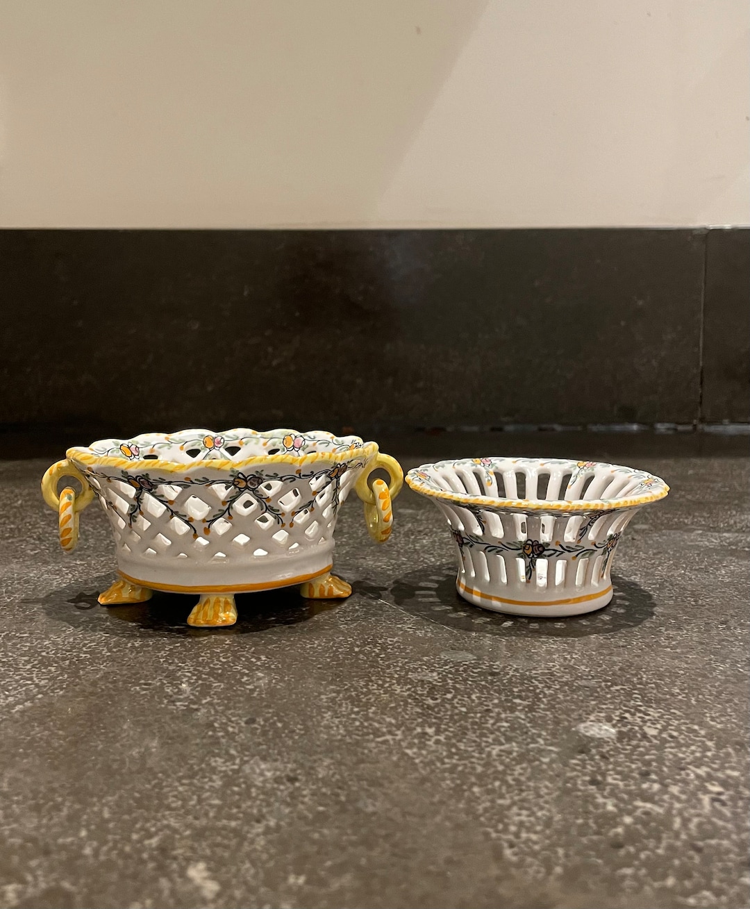 A Pair of Beautiful Antique Small Ceramic Baskets by Emile Tessier ...