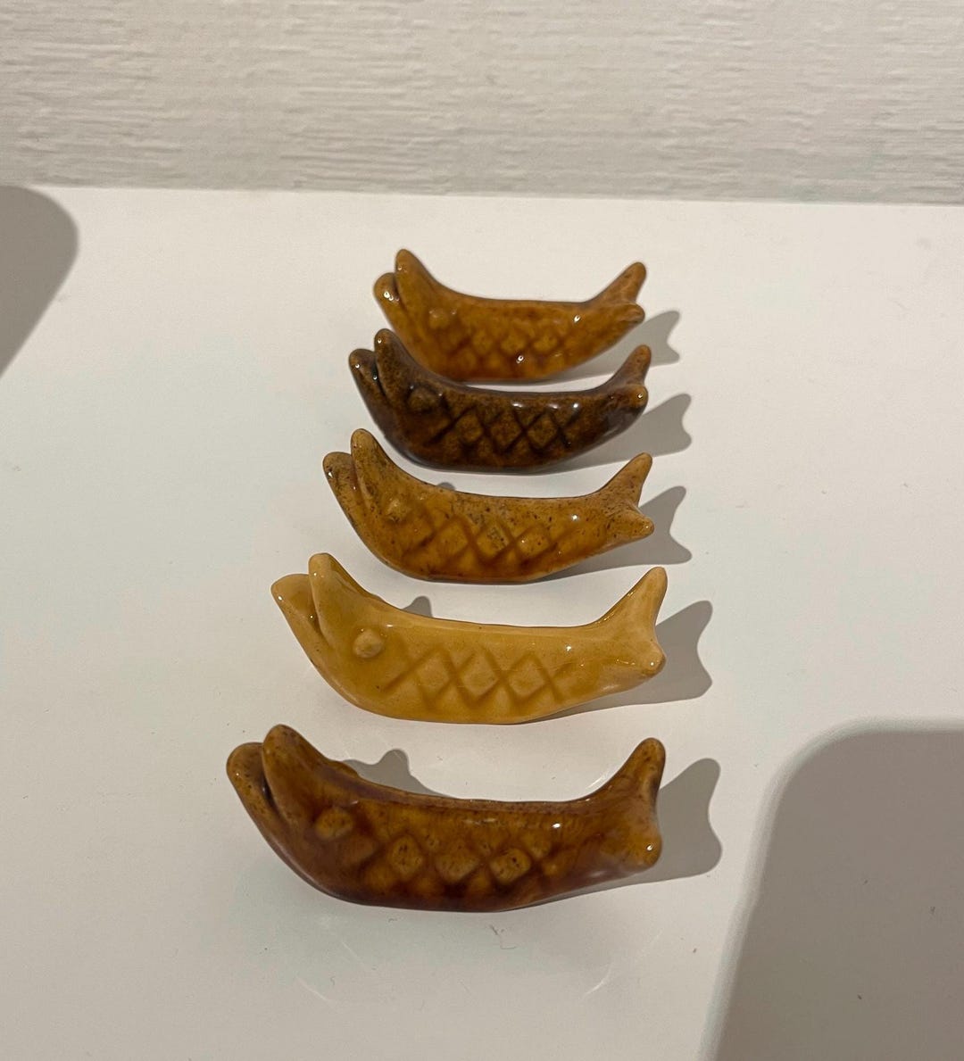 Set of 5 Vintage Majolica Knife Rests in Fish Poisson Shape Ceramic ...